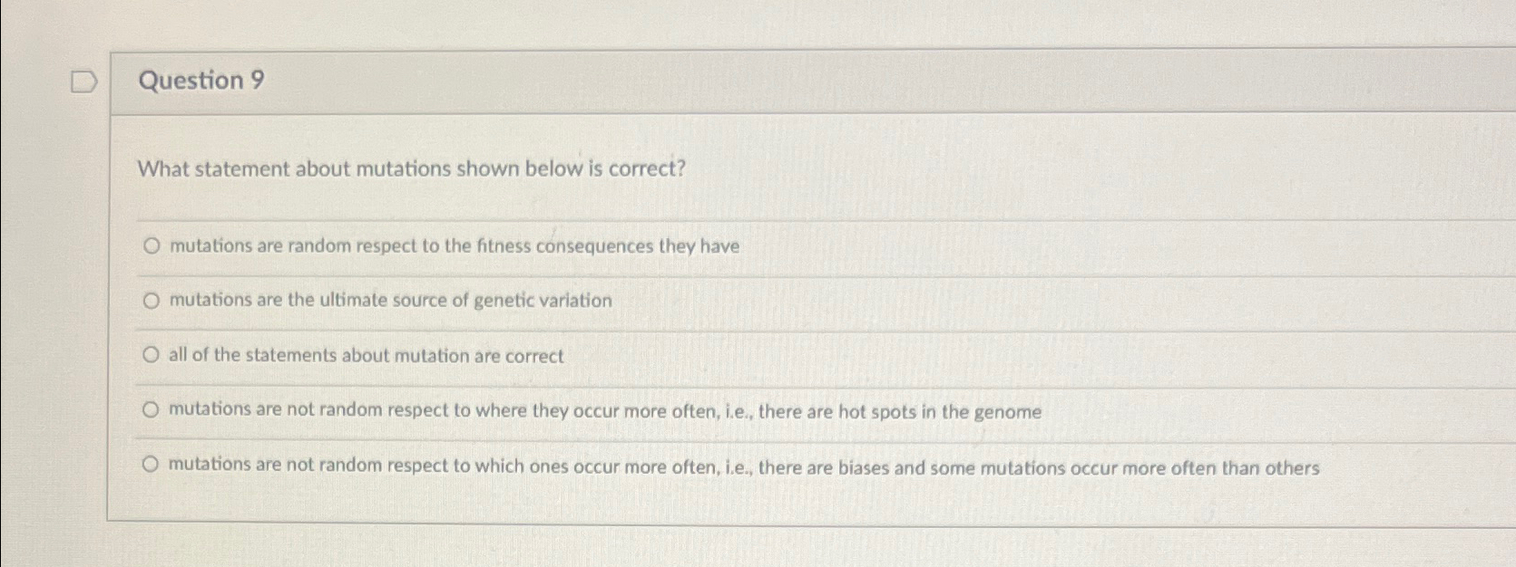 Solved Question 9What statement about mutations shown below | Chegg.com