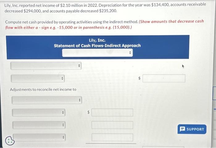 Solved Lily, Inc. reported net income of $2.10 million in | Chegg.com