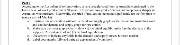 Solved Part 1 According to the Australian Wool Innovation, | Chegg.com