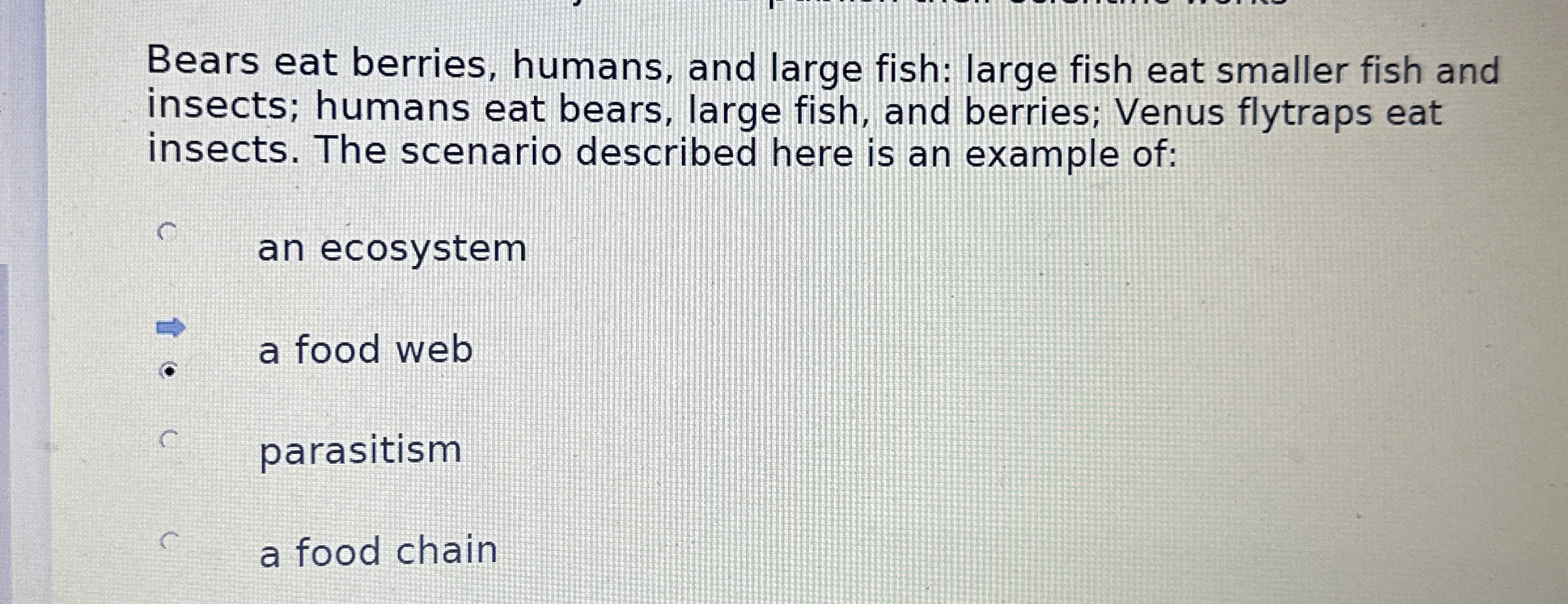 Solved Bears eat berries, humans, and large fish: large fish | Chegg.com