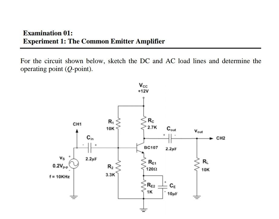 Solved Examination 01: Experiment 1: The Common Emitter | Chegg.com