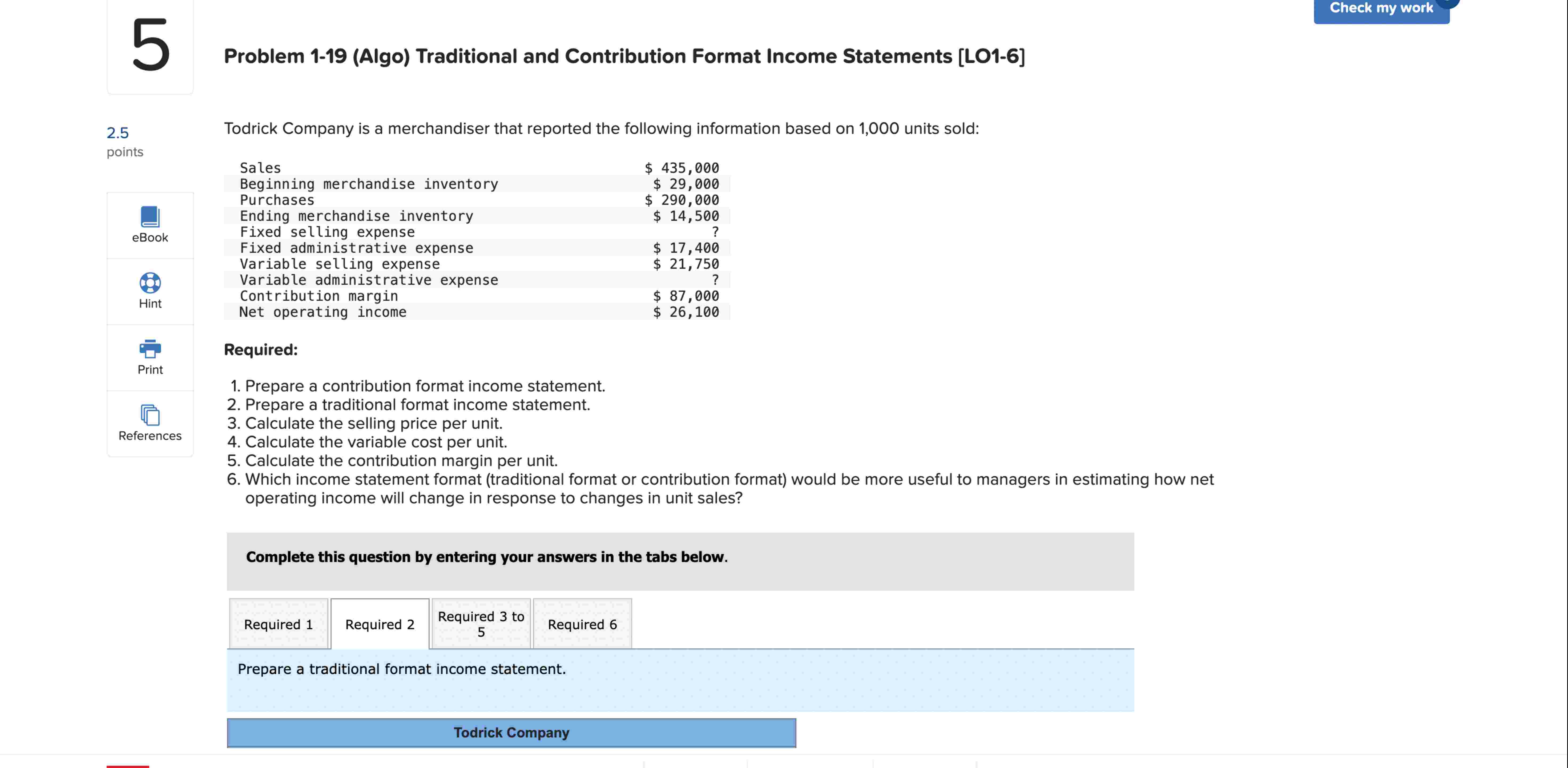 Solved Problem 1-19 (Algo) ﻿Traditional and Contribution | Chegg.com