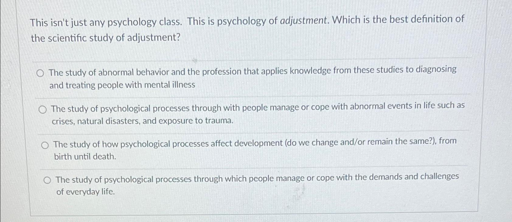 Solved This isn't just any psychology class. This is | Chegg.com