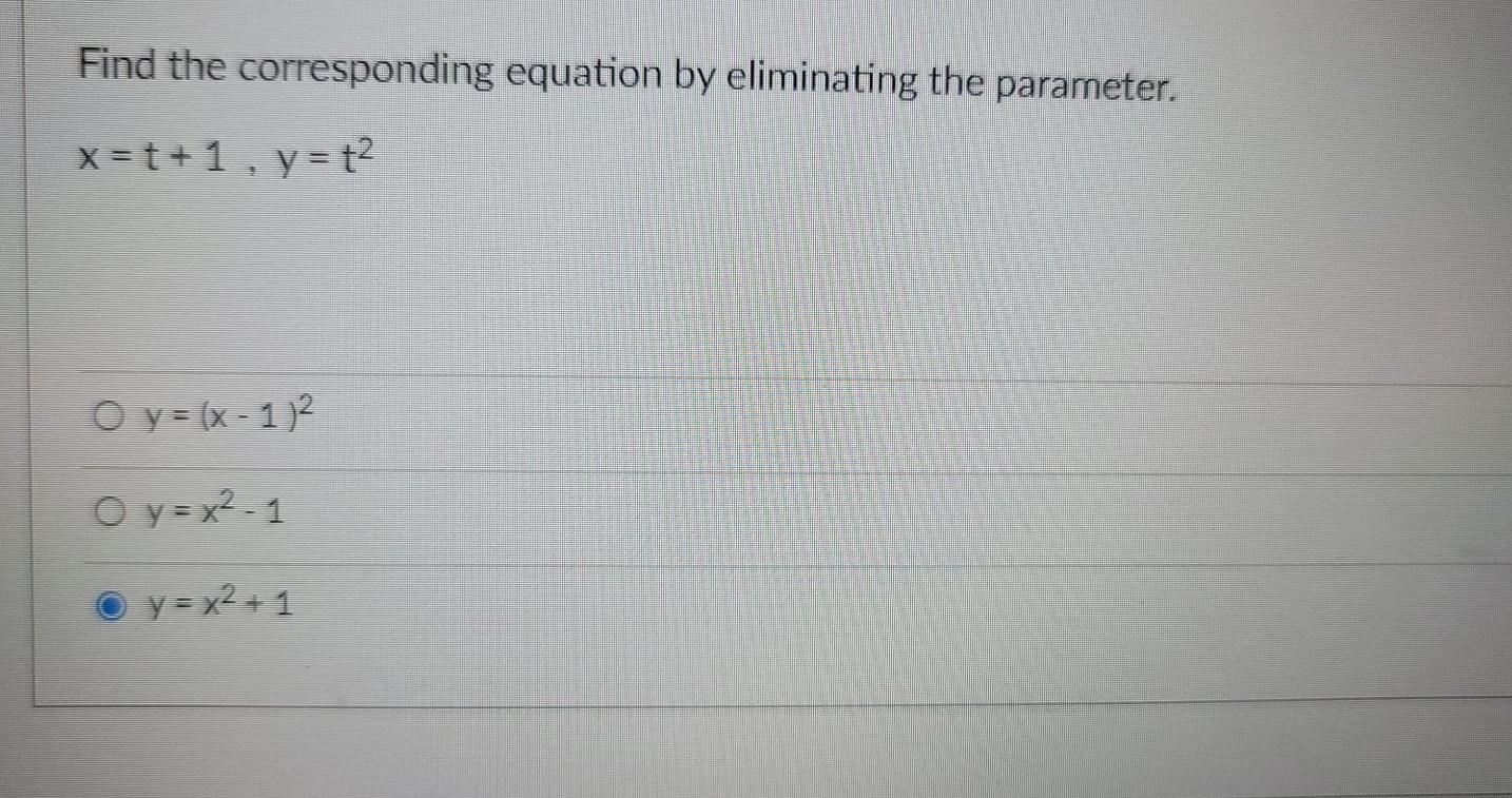 Solved Find the corresponding equation by eliminating the | Chegg.com