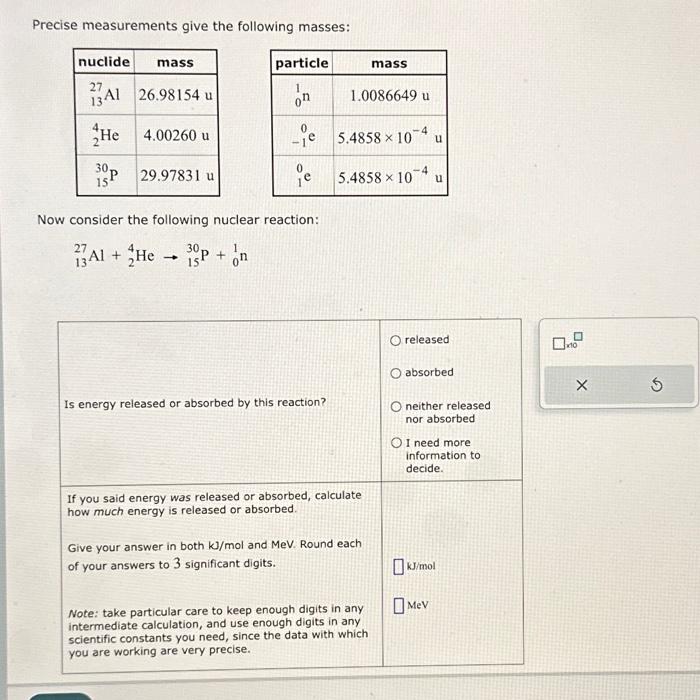 Solved Precise measurements give the following masses: Now | Chegg.com