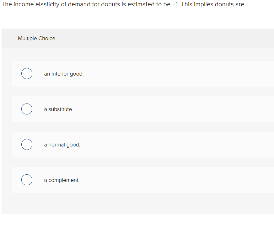 Solved The income elasticity of demand for donuts is | Chegg.com