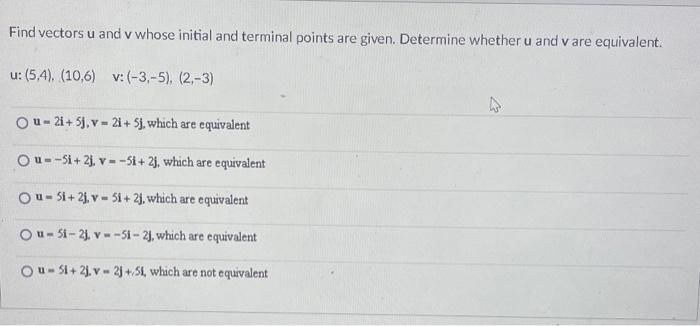 Solved Find vectors u and v whose initial and terminal | Chegg.com