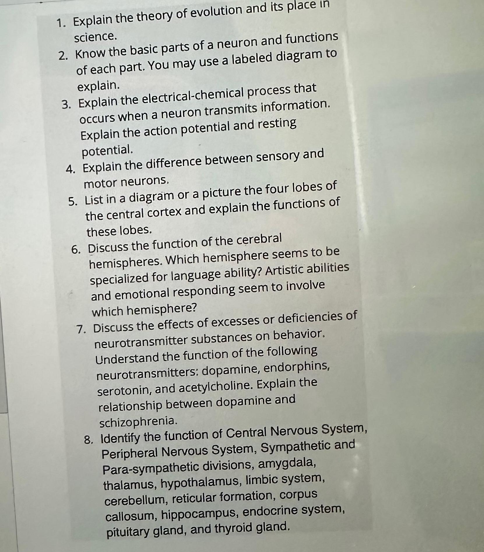 Solved Explain the theory of evolution and its place in | Chegg.com