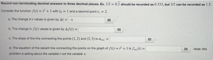 Solved Record non-terminating decimal answers to three | Chegg.com