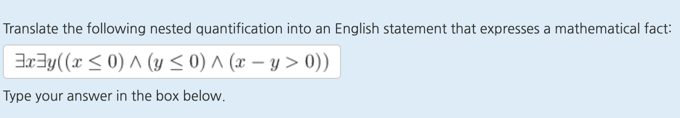 Solved Translate the following nested quantification into an | Chegg.com
