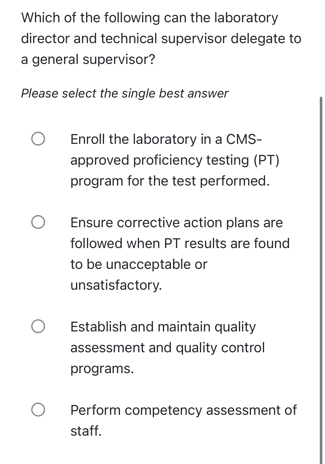 Solved Which of the following can the laboratory director | Chegg.com