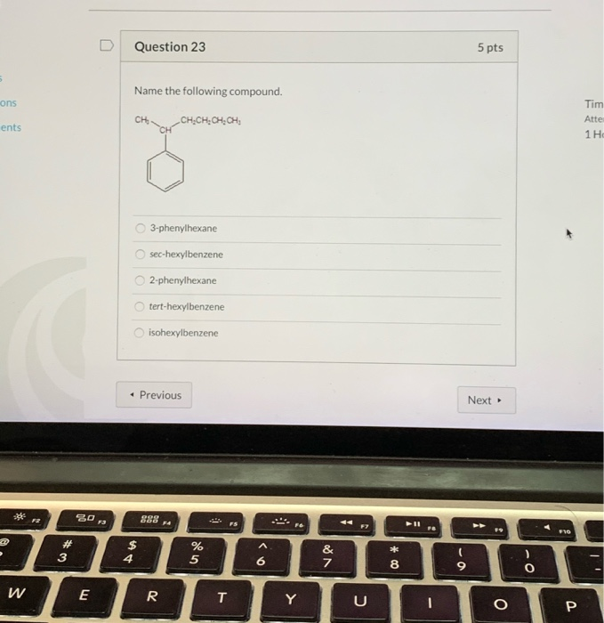 Solved Question 23 5 pts Name the following compound. ans | Chegg.com