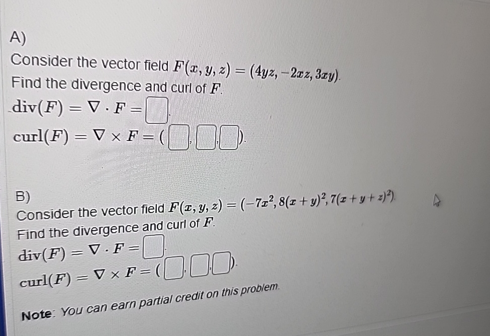 Solved A)Consider the vector field | Chegg.com