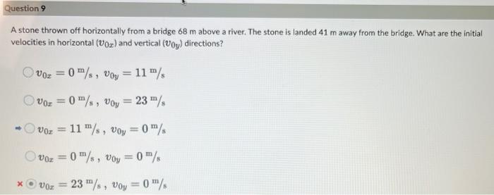 Solved A stone thrown off horizontally from a bridge 68 m | Chegg.com
