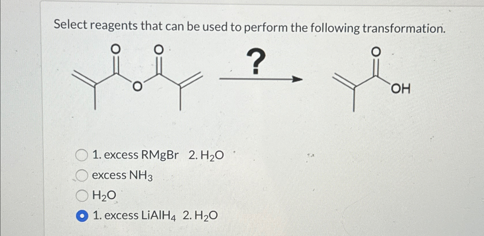 Solved Select reagents that can be used to perform the | Chegg.com