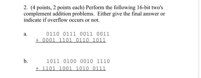Solved 2. (4 points, 2 points each) Perform the following | Chegg.com