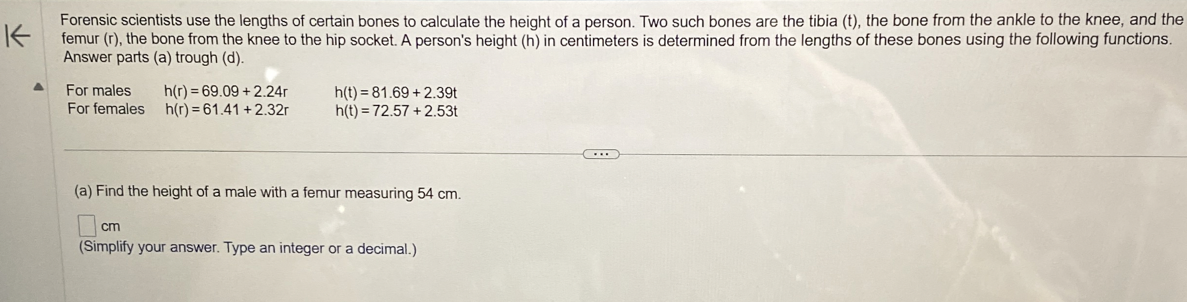 Solved Forensic scientists use the lengths of certain bones | Chegg.com