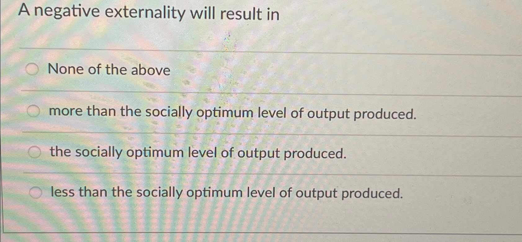 Solved A negative externality will result inNone of the | Chegg.com