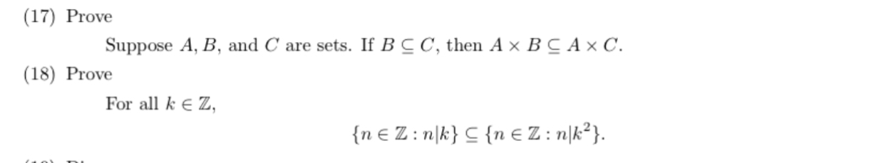 Solved (17) ﻿ProveSuppose A,B, ﻿and C ﻿are sets. If BsubeC, | Chegg.com