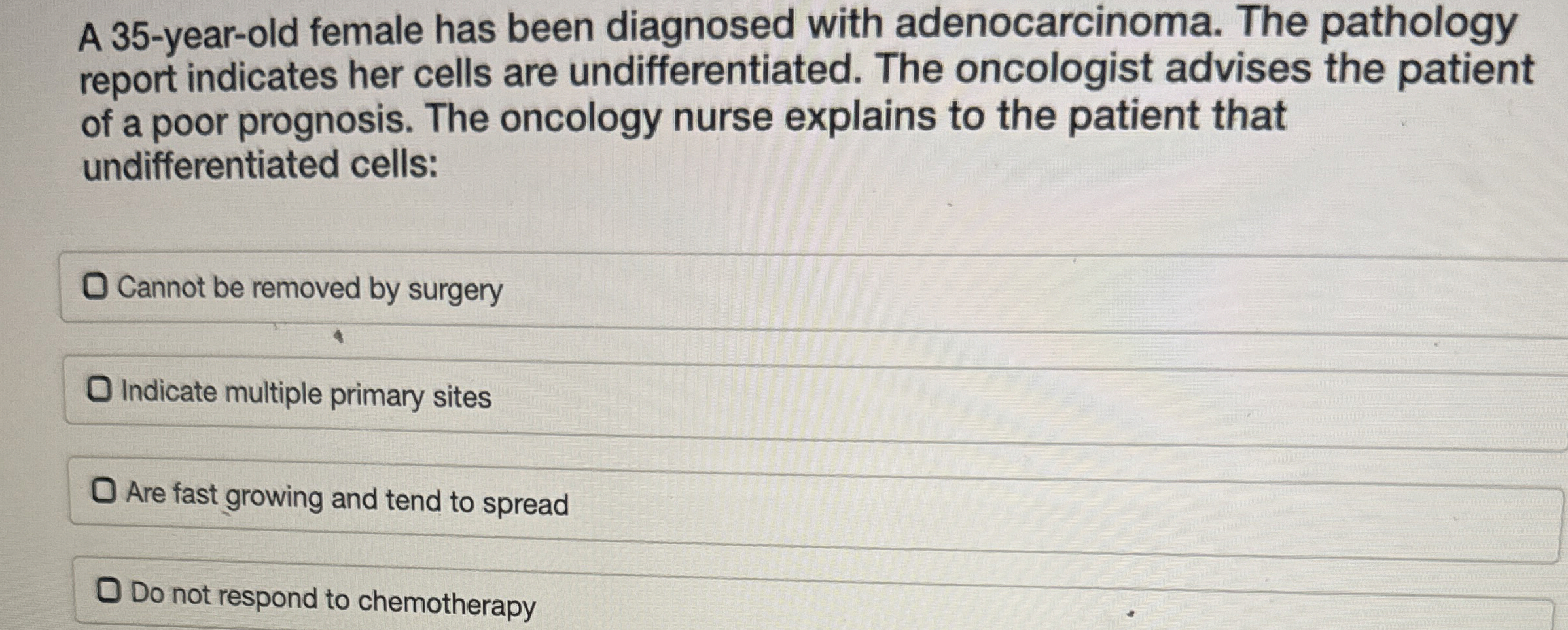 Solved A 35-year-old female has been diagnosed with | Chegg.com