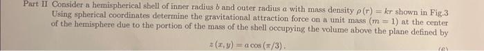 Solved Part II Consider a hemispherical shell of inner | Chegg.com