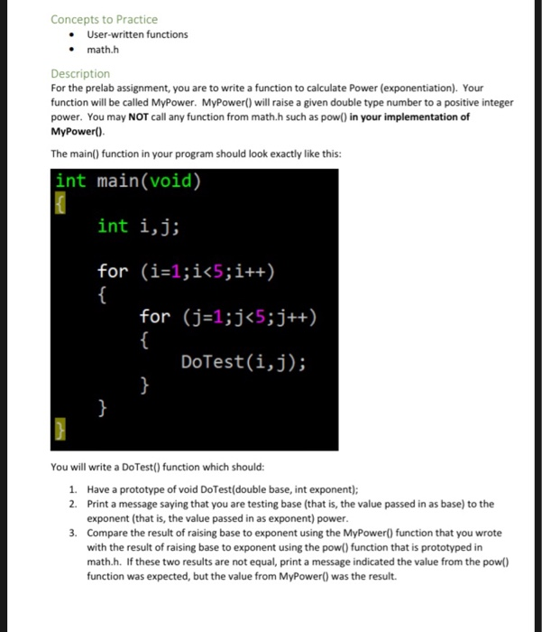 Solved Concepts To Practice User Written Functions Math H