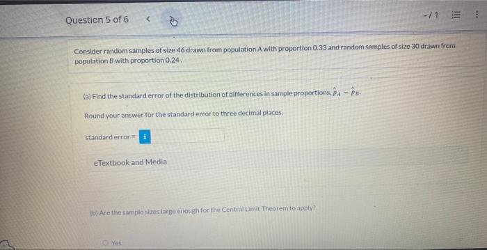 Solved Consider random samples of size 46 drawn from | Chegg.com