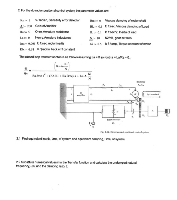 2. For the dc-motor positional control system the | Chegg.com
