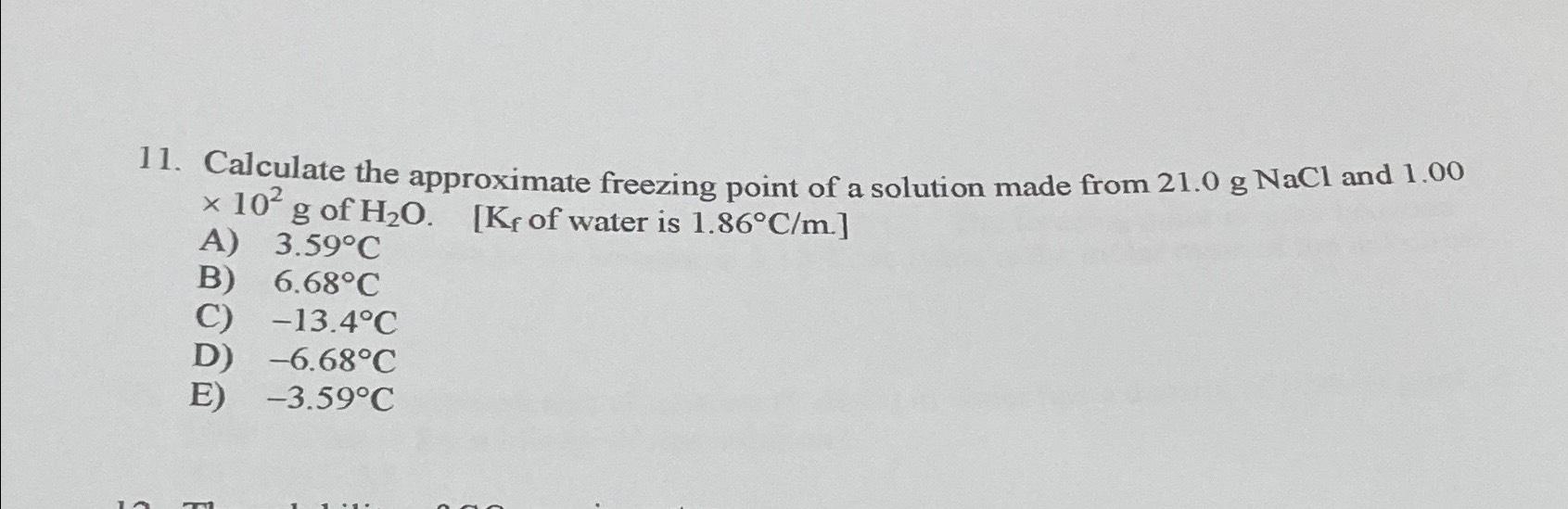 Solved Calculate the approximate freezing point of a | Chegg.com