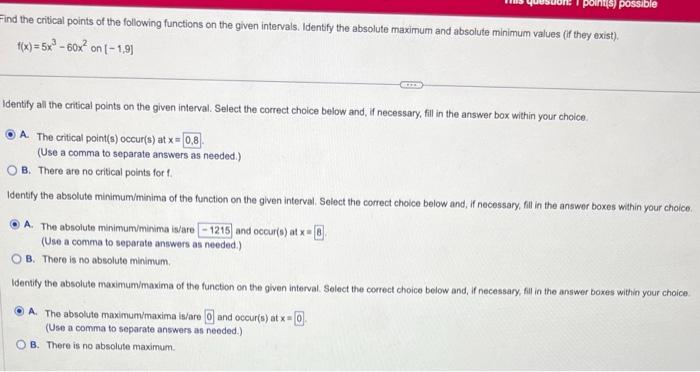 Solved Find the critical points of the following functions | Chegg.com