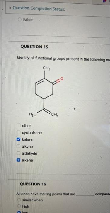 Solved False QUESTION 15 Identify all functional groups | Chegg.com