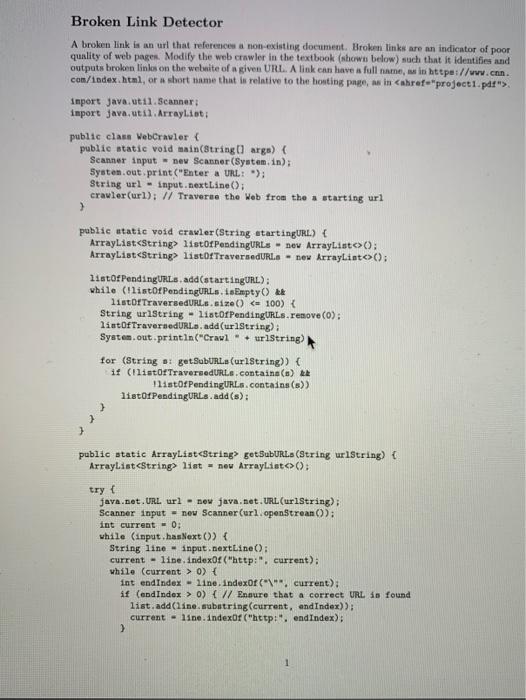 Solved Broken Link Detector A broken link is an url that | Chegg.com
