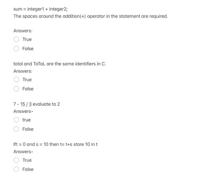 Solved sum = integer 1+ integer 2; The spaces around the | Chegg.com