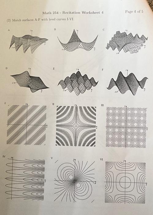 Solved Math 254 Recitation Worksheet 4 Page 4 Of 5 2 Match Chegg