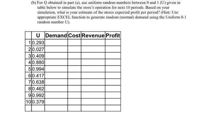 Solved (b) For Q obtained in part (a), use uniform random | Chegg.com