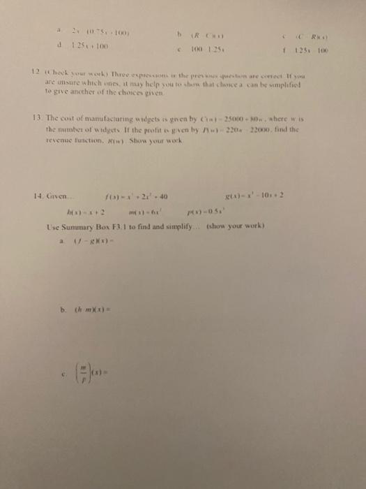 Solved Functions 3: Combinations of Functions Model 1: | Chegg.com