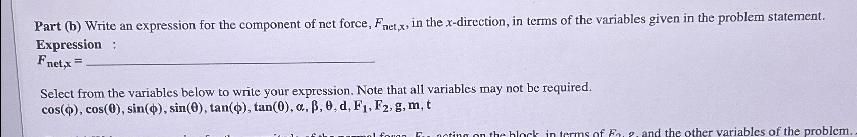 Solved Part (b) ﻿Write an expression for the component of | Chegg.com