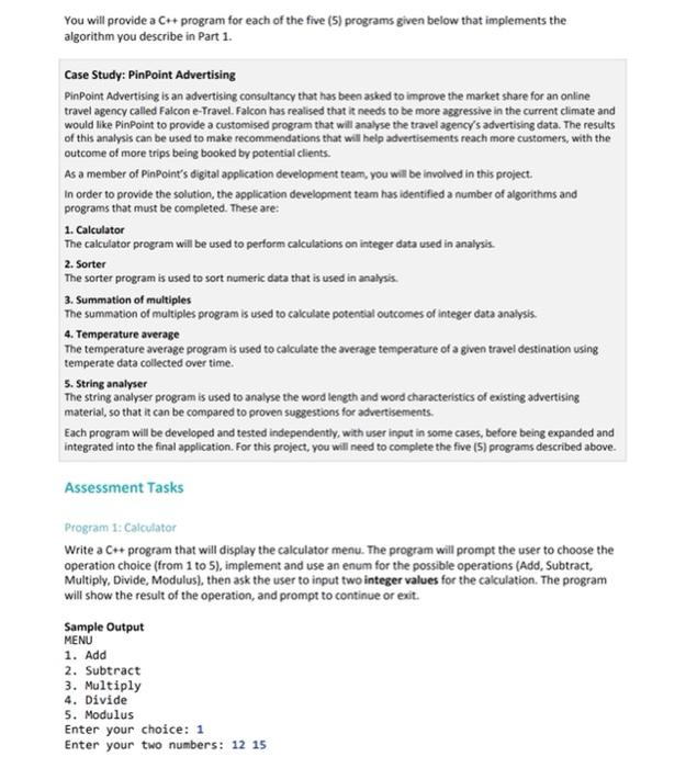 Solved Assessment Purpose In this assessment you will use | Chegg.com