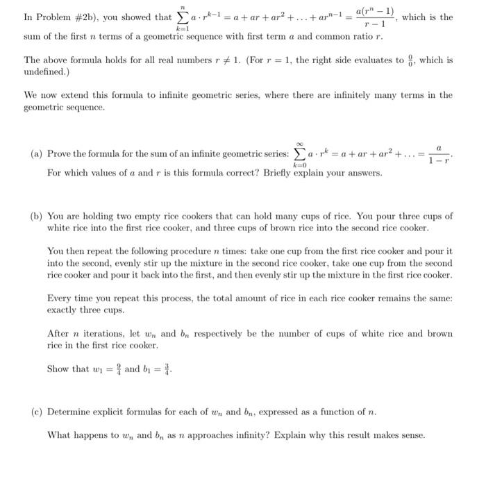 Solved In Problem \#2b), you showed that | Chegg.com