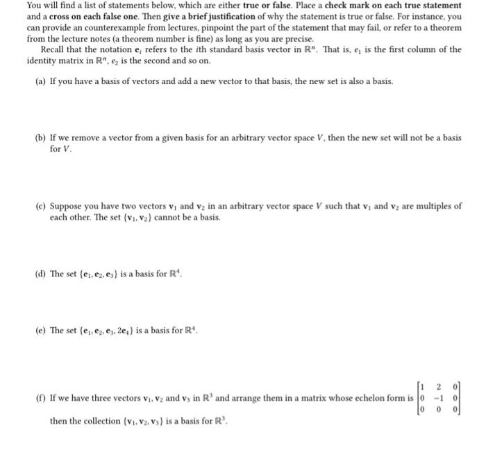 Solved You will find a list of statements below, which are | Chegg.com
