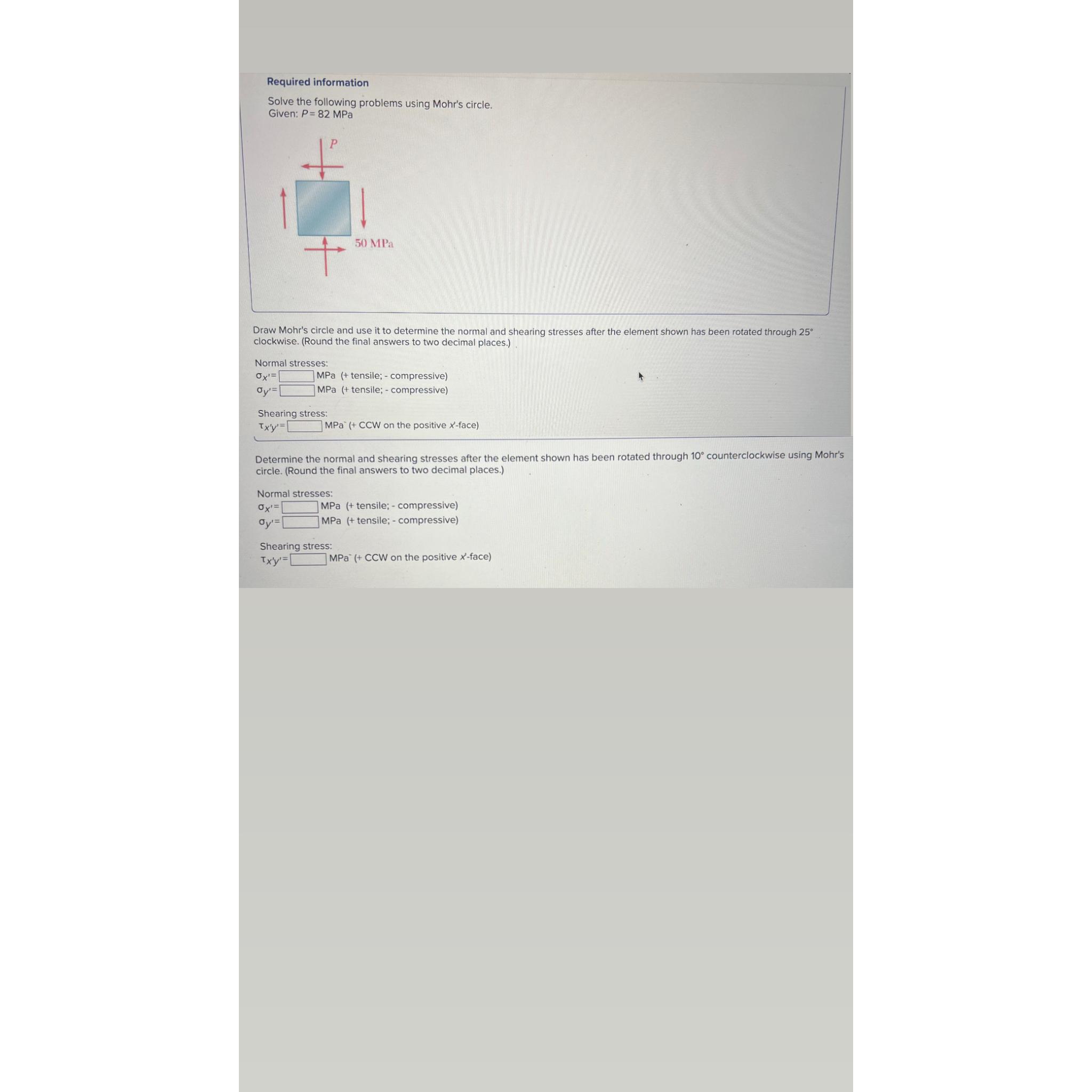 Solved Solve the following problems using Mohr's | Chegg.com