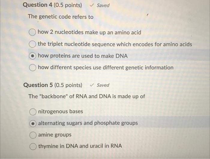 Solved The genetic code refers to how 2 nucleotides make up | Chegg.com