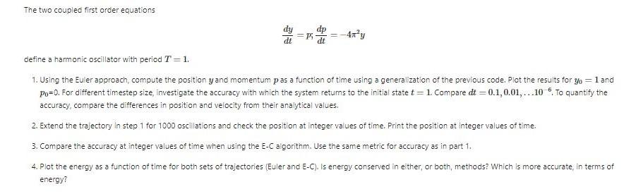 Solved The two coupled first order equations | Chegg.com