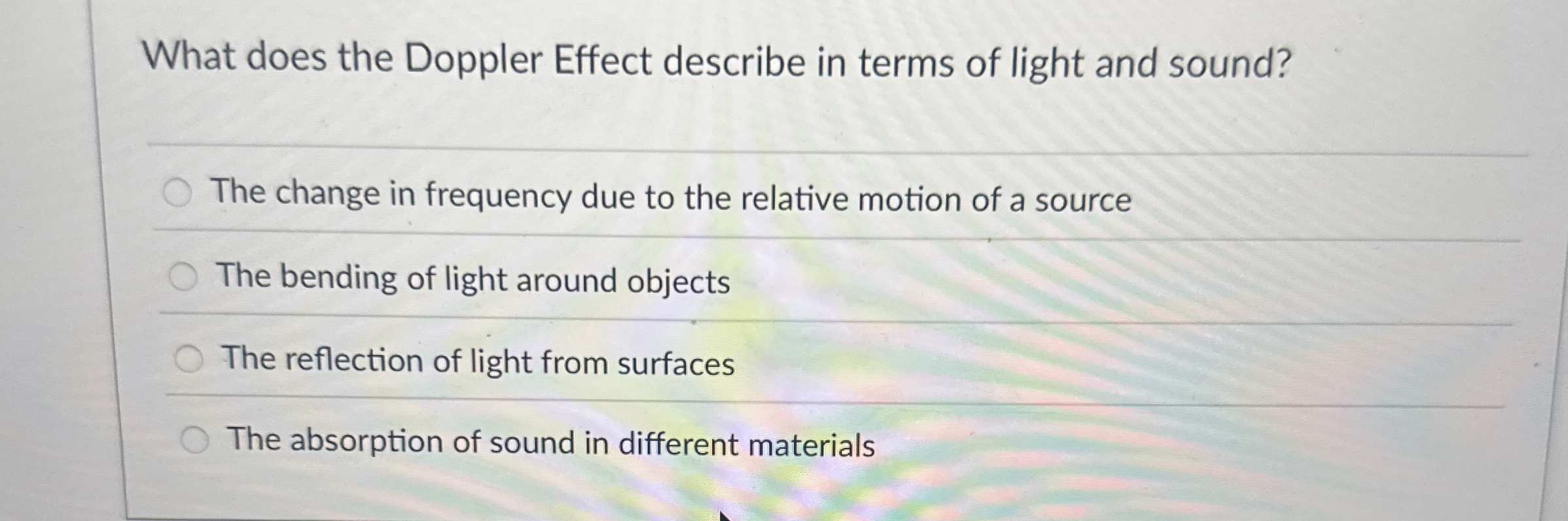 What does the Doppler Effect describe in terms of | Chegg.com