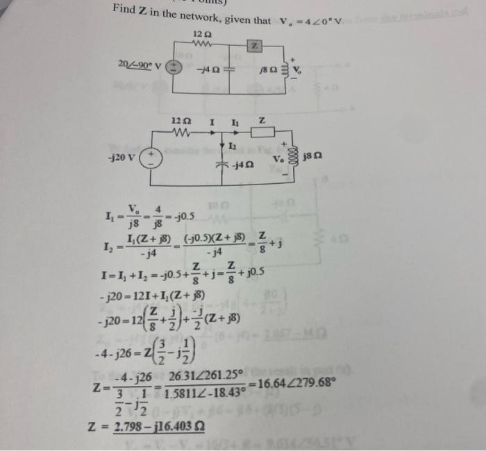 Solved Find Z in the network, given that Va=4∠0∘V | Chegg.com