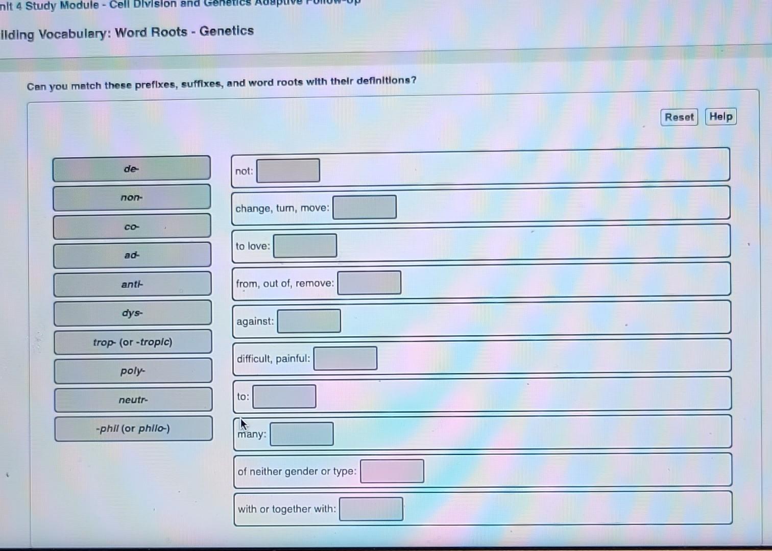 Solved Ilding Vocabulary: Word Roots - Genetics Cen you | Chegg.com
