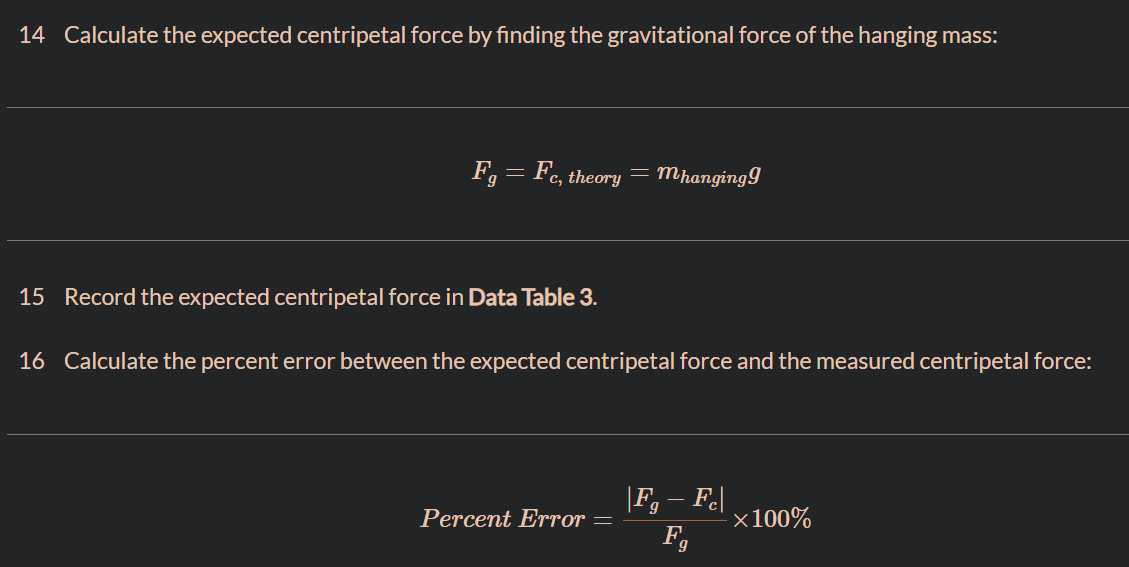 Solved Calculate the expected centripetal force by finding | Chegg.com