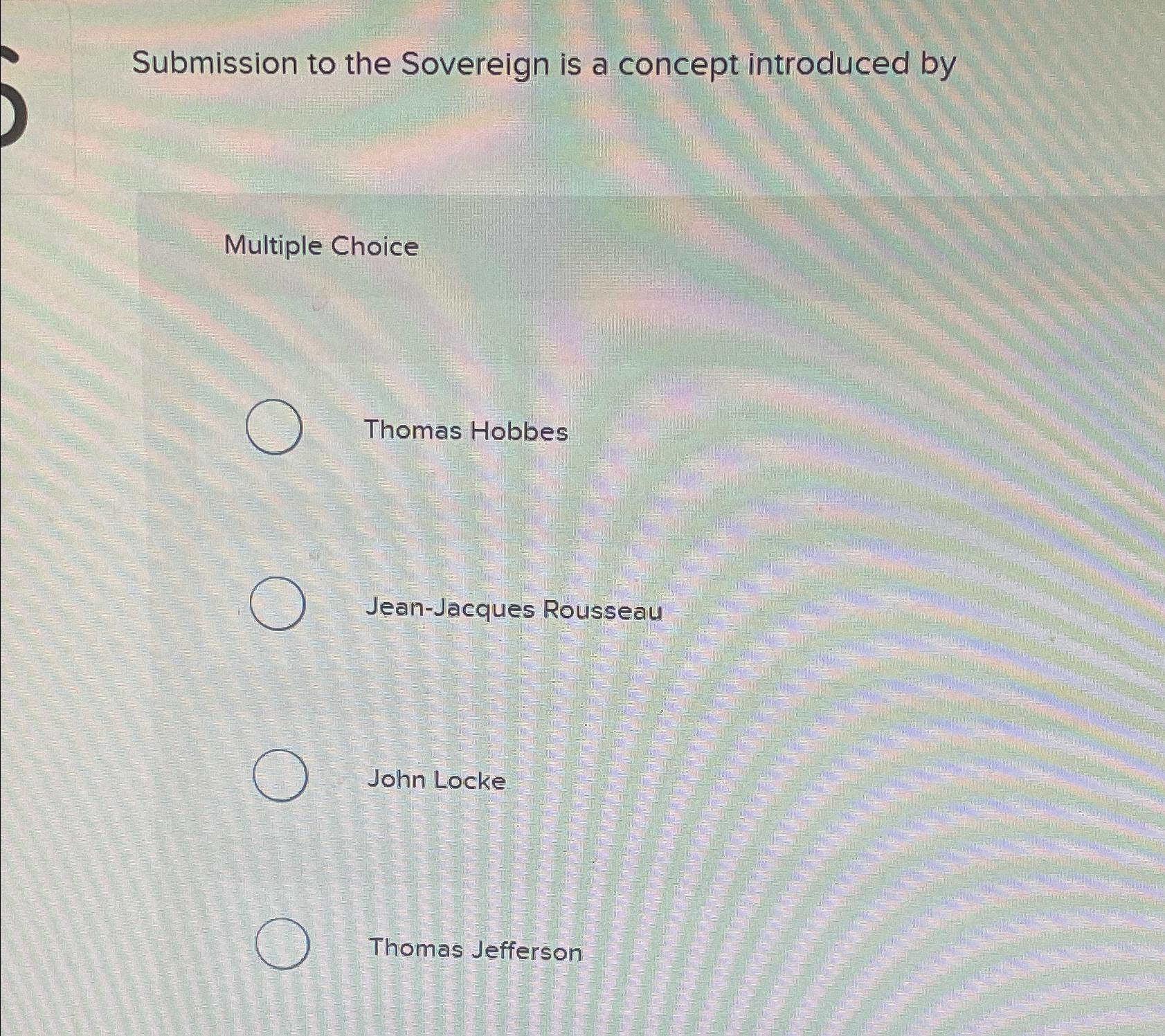 Solved Submission to the Sovereign is a concept introduced | Chegg.com