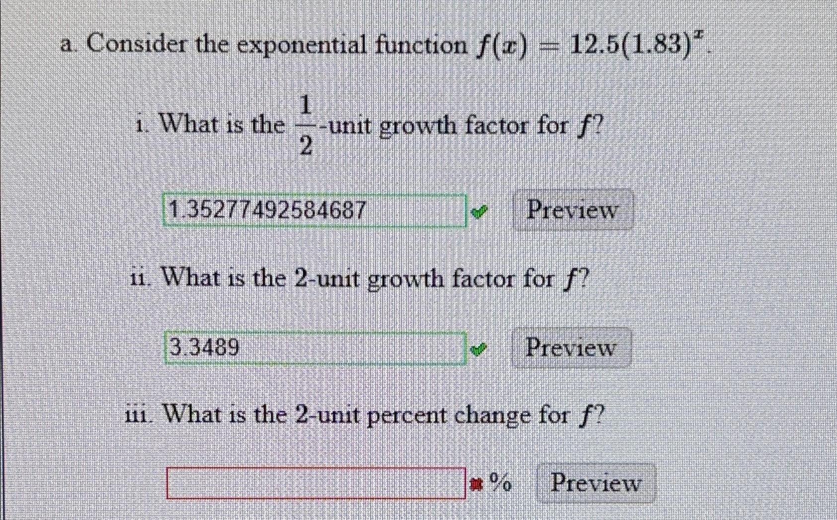 Solved a. ﻿Consider the exponential function | Chegg.com