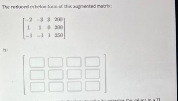Solved The reduced echelon form of this augmented matrix: | Chegg.com